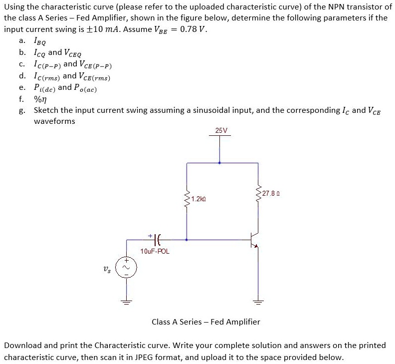 SOLVED: Using the characteristic curve (please refer to the uploaded ...