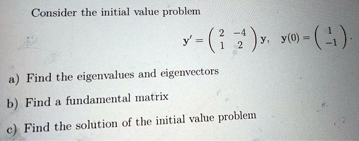 SOLVED: Consider the initial value problem =y0= a Find the eigenvalues ...