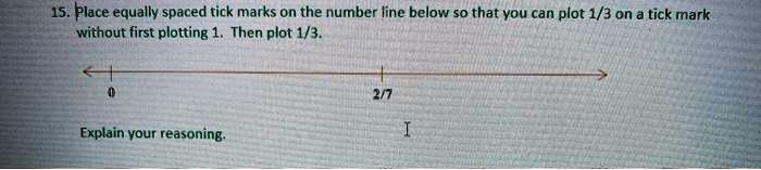 SOLVED: 15. Place equally spaced tick marks on the number line below so that you can plot 1/3 on ...