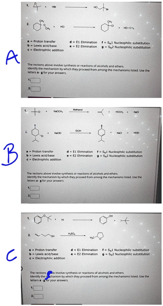please help with a b and c a proton transfer b lewis acidbase c ...