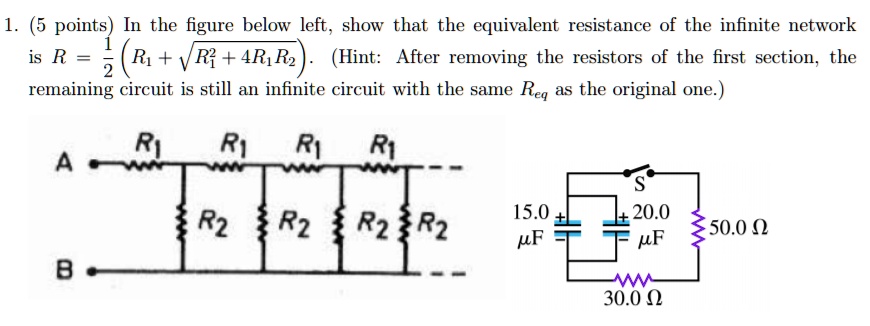 5 points in the figure below left show that the equivalent resistance ...