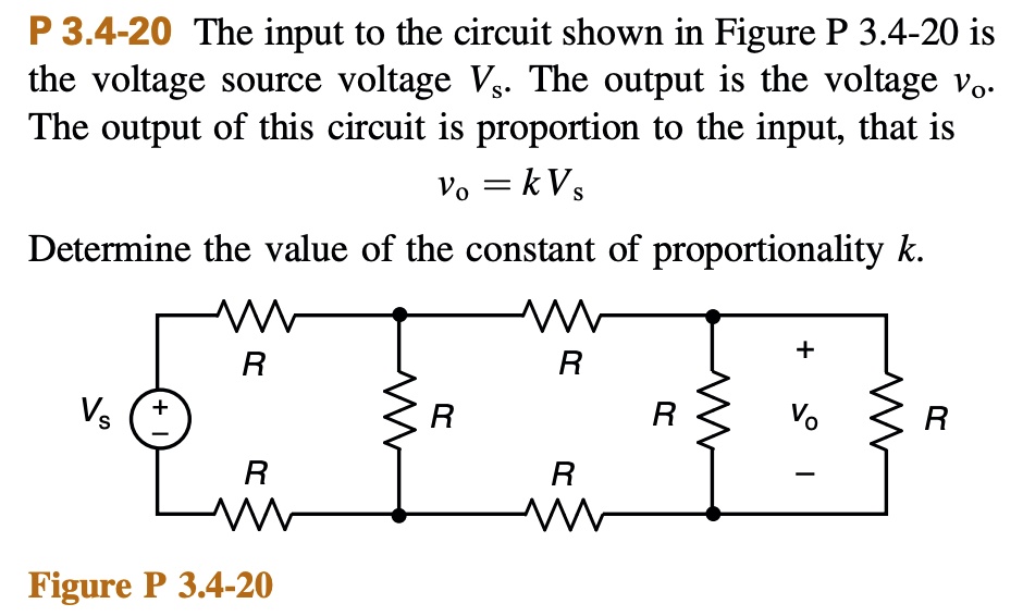 SOLVED: P 3.4-20 The input to the circuit shown in Figure P 3.4-20 is the voltage source voltage ...