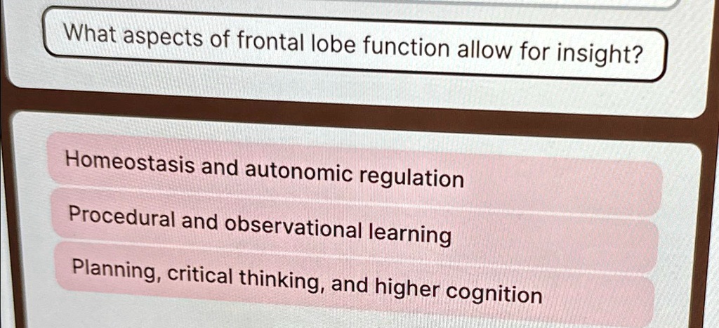 SOLVED: What aspects of frontal lobe function allow for insight ...