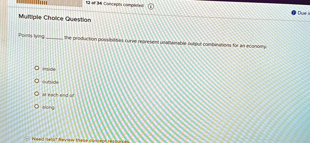 12 of 34 concepts completed (i) Multiple Choice Question Points lying ...