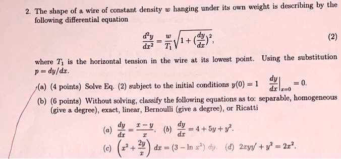 SOLVED: The shape wire of constant density hanging under its own weight ...