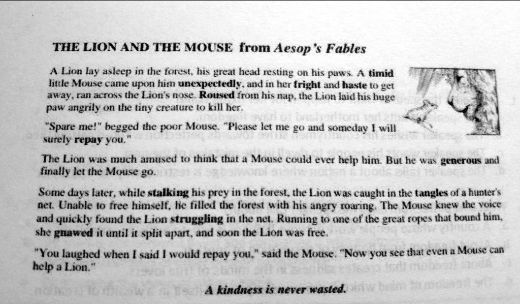 read the fable the lion and the mouse create an anchor chart using the ...