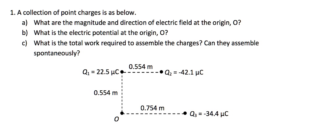 SOLVED: 1. A collection of point charges is as below. a) What are the ...