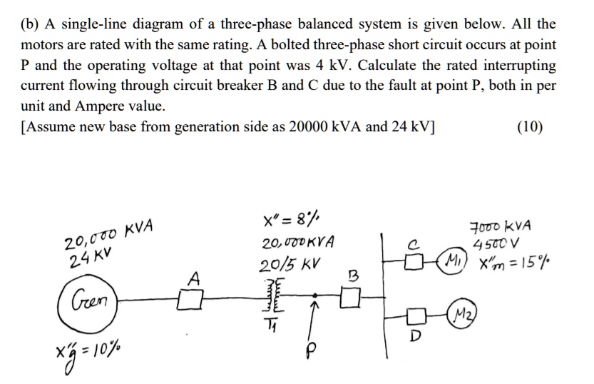 SOLVED: (b) A single-line diagram of a three-phase balanced system is given below. All the ...