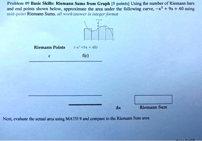 SOLVED: Problem 09 Basic Skills: Riemann Sums from Graph [5 points] Using the number of Riemann ...