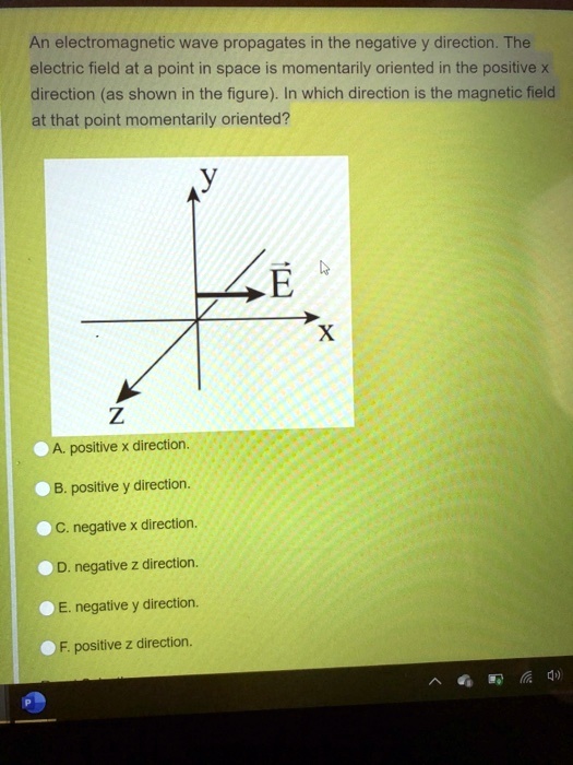 SOLVED: An electromagnetic wave propagates in the negative y direction ...