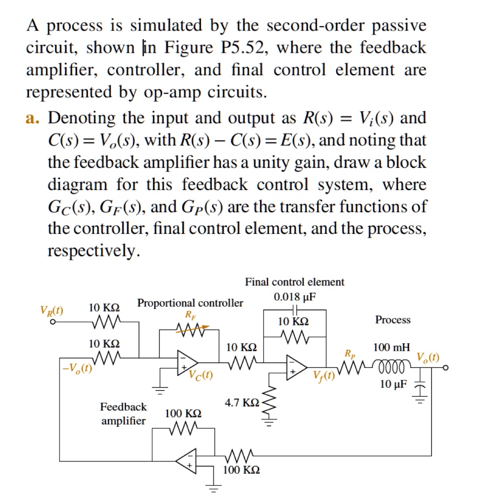SOLVED: A process is simulated by the second-order passive circuit ...