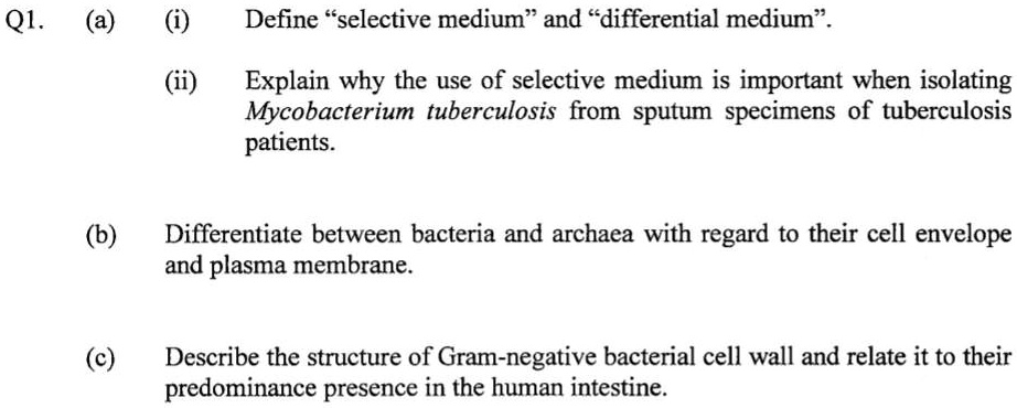 q1 a define selective medium and differential medium ii explain why the ...