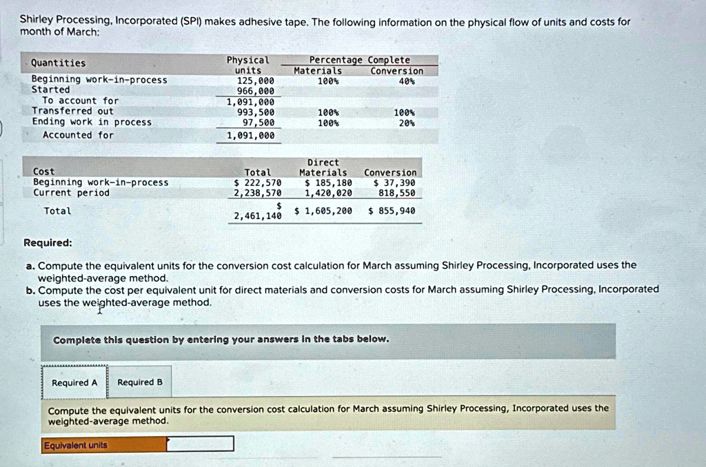SOLVED: a. Compute the equivalent units for the conversion cost ...