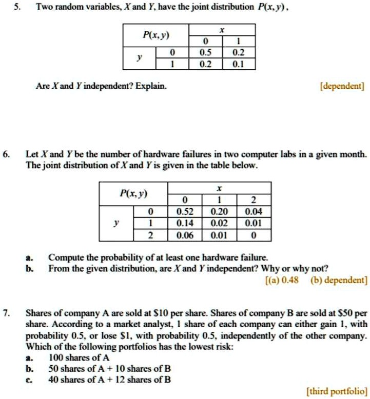 SOLVED: Two random variables Xand Y have the joint distribution P(x;J ... SOLVED: Two random variables Xand Y have the joint distribution P(x;J ...