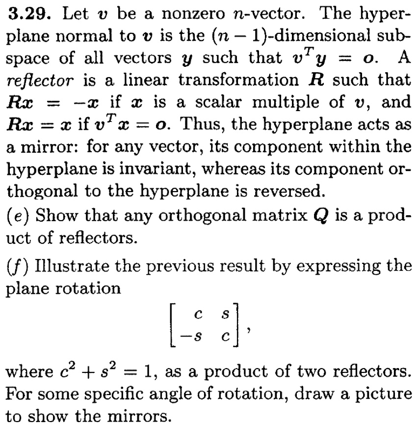 SOLVED: 3.29. Let U be a nonzero n-vector. The hyper- plane normal to v ...
