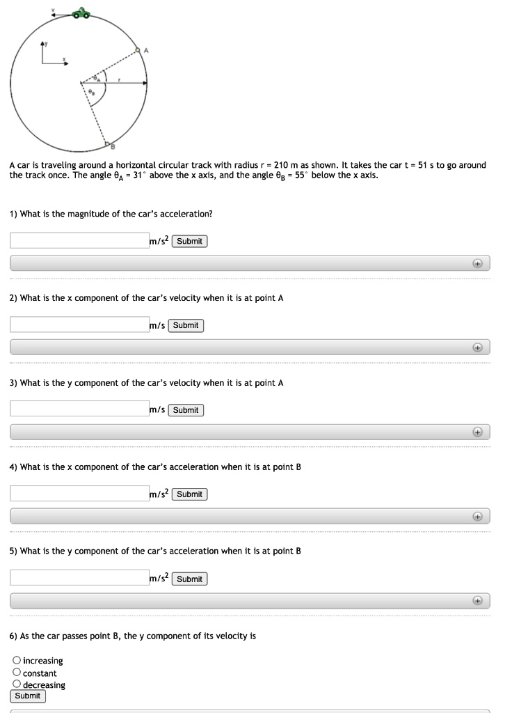 Solved A Car Is Traveling Around Horizontal Circular Track With Radius