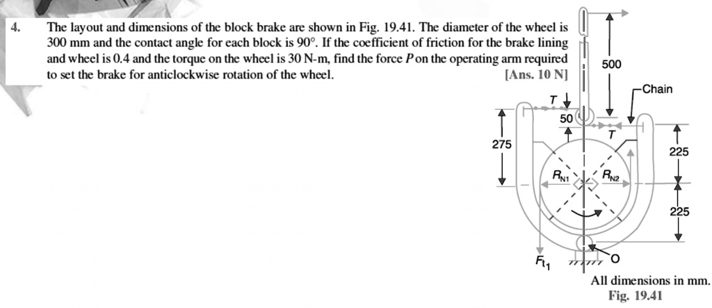 SOLVED: The layout and dimensions of the block brake are shown in Fig ...