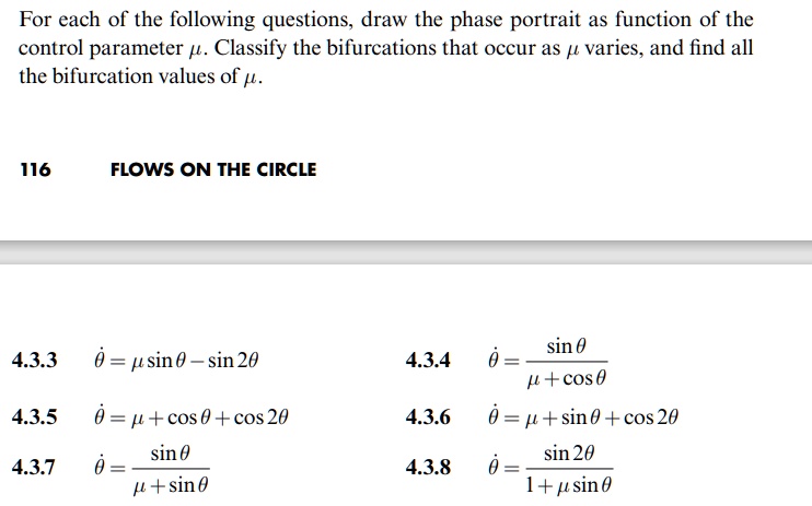 For each of the following questions, draw the phase portrait as function of the control ...