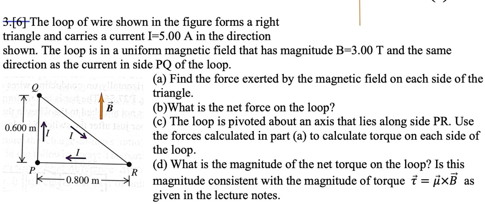SOLVED: 3.[6]-The loop of wire shown in the figure forms a right ...