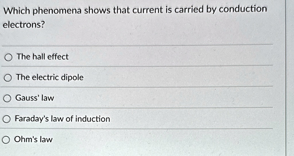 which phenomena shows that current is carried by conduction electrons ...