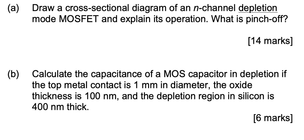 (a) Draw a cross-sectional diagram of an n-channel depletion mode ...