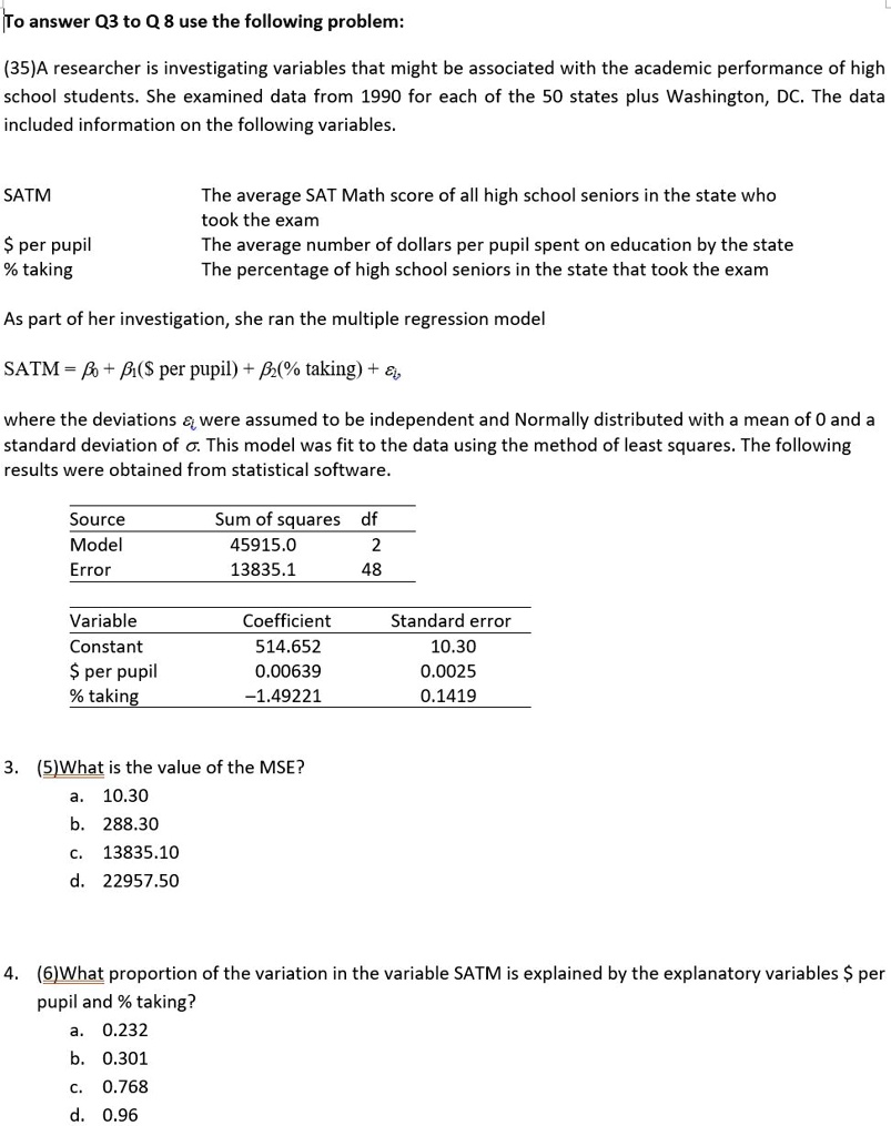 fto answer 03 to q 8 use the following problem 35ja researcher is ...