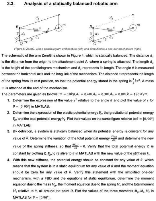 SOLVED: Texts: 3.3. Analysis of a statically balanced robotic arm d3 B d2 da Figure 5: ZeroG ...
