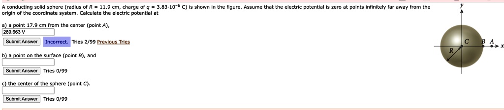 SOLVED: A conducting solid sphere (radius R = 11.9 cm, charge q = 3.83Â·10â€“6 C) is shown in ...