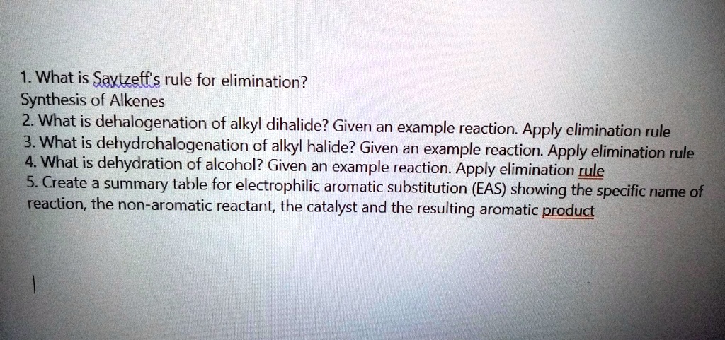 1. What is Saytzeff's rule for elimination? Synthesis of Alkenes 2 ...