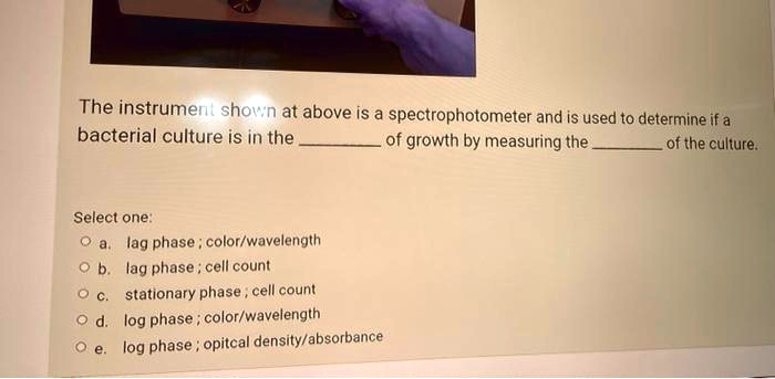 SOLVED: The instrument shown at above is a spectrophotometer and is ...