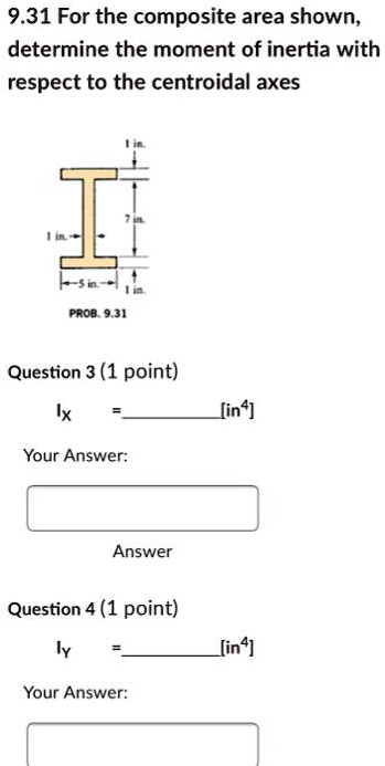 SOLVED: 9.31 For the composite area shown, determine the moment of inertia with respect to the ...