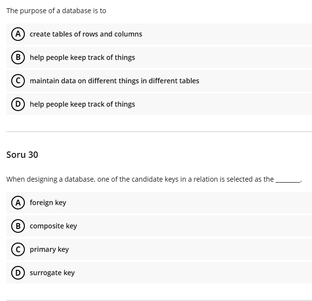 SOLVED: The purpose of a database is to create tables of rows and ...