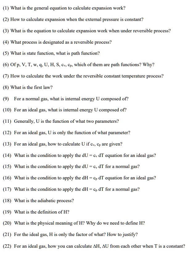 SOLVED: (1) What is the general equation to calculate expansion work ...