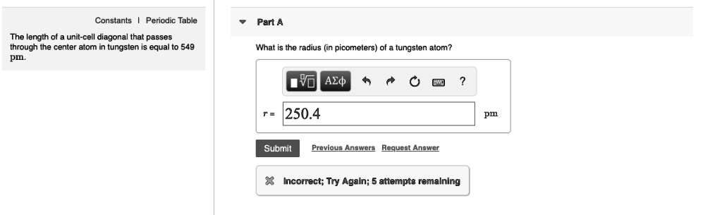 SOLVED: Constants Periodic Table Pan A Tho length of a unit-cell ...