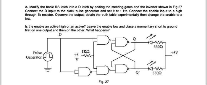 2. Modify the basic RS latch into a D latch by adding the steering ...