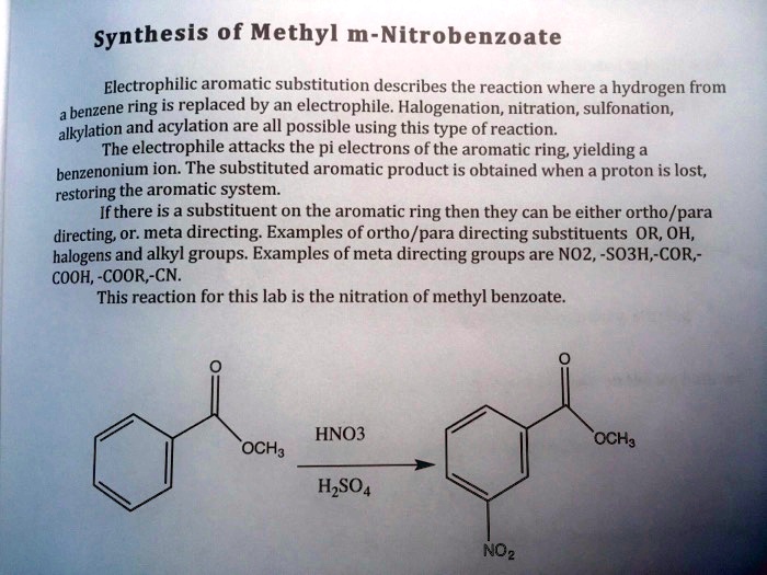 SOLVED: Synthesis of Methyl m-Nitrobenzoate Electrophilic aromatic ...