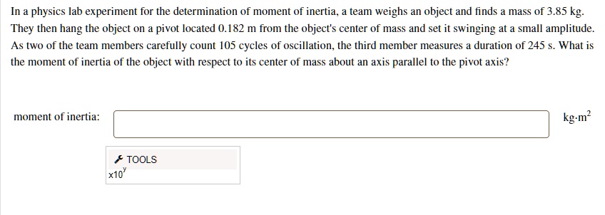physics lab experiment for the determination of moment of inertia team ...