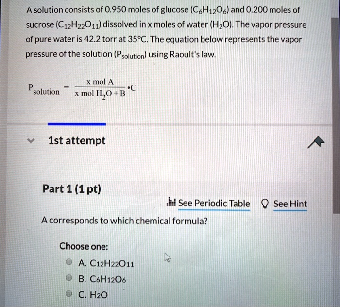 SOLVED: A solution consists of 0.950 moles of glucose (C6H12O6) and 0. ...