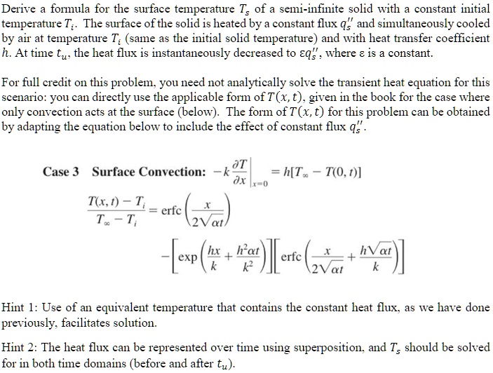 Solved Derive A Formula For The Surface Temperature T Of A Semi