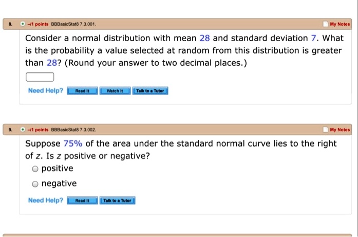 SOLVED: hani 3BEA slcStark74mi Notes Consider a normal distribution ...