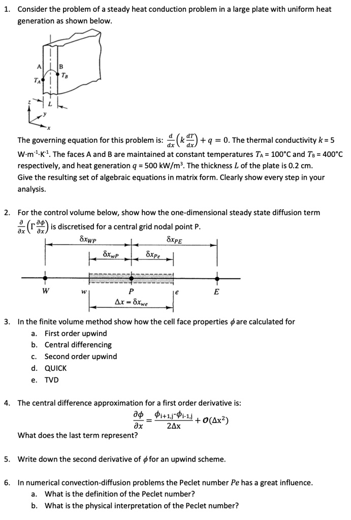 SOLVED: Consider the problem of a steady heat conduction problem in a large plate with uniform ...