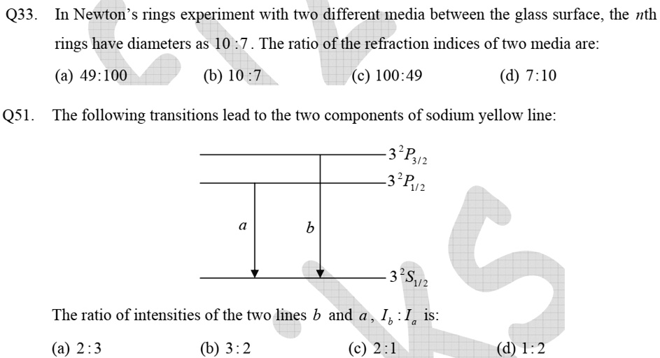 q33 in newtons rings experiment with two different media between the ...