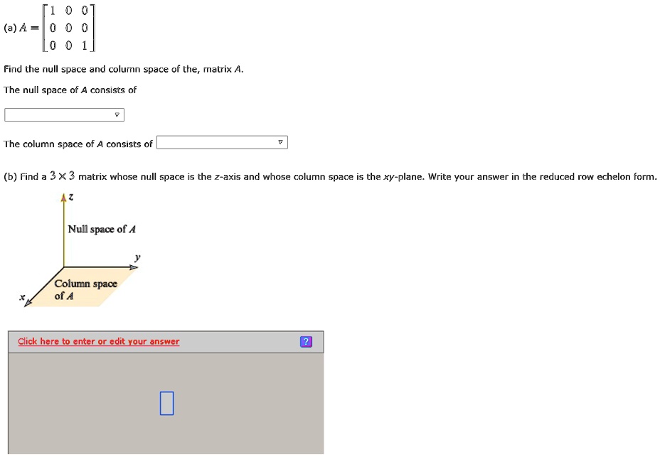 Solved A A Find The Null Space And Column Space Of The Matrix 4 The Null Space Of Consists