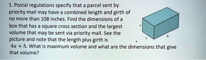 SOLVED: 1. Postal regulations specify that a parcel sent by priority ...