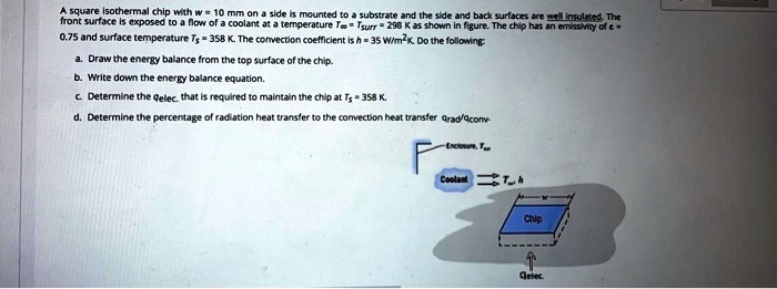 a square isothermal chip with w 10 mm on a side is mounted to a ...
