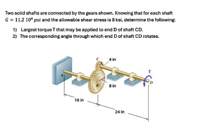 two solid shafts are connected by the gears shown knowing that for each ...
