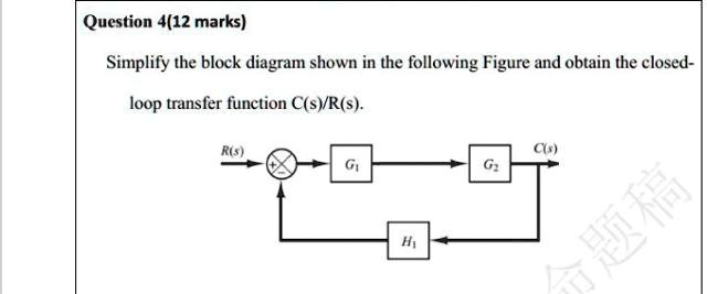 SOLVED: Simplify the block diagram shown in the following Figure and obtain the closed-loop ...