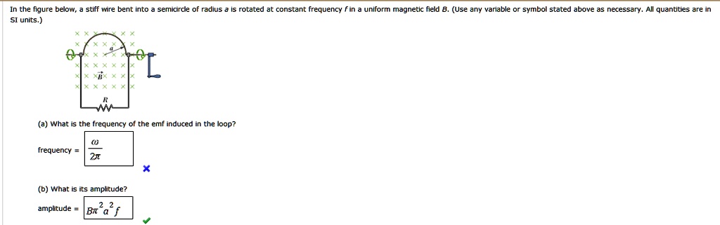SOLVED: In the figure below, a stiff wire bent into a semicircle of ...