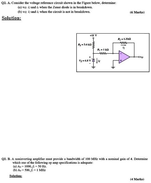 Q2.A. Consider the voltage reference circuit shown in the figure below ... Q2.A. Consider the voltage reference circuit shown in the figure below ...