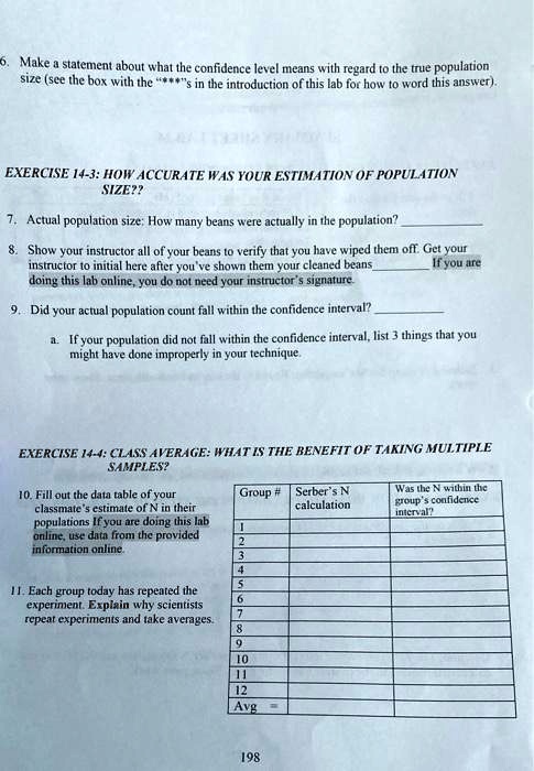 SOLVED: Please help me answer 6, 7, 8, 9, 10, and 11. SIZE?? 7. Actual population size: How many ...